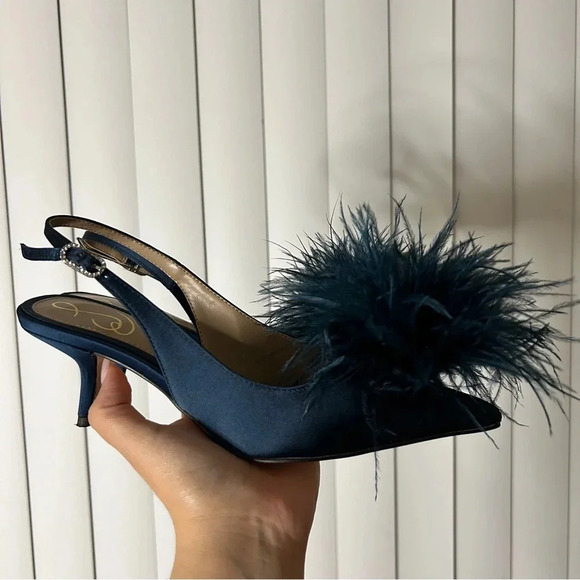 Sam Edelman | Shoes | Sam Edelman Blue Feathered Heels | Poshmark